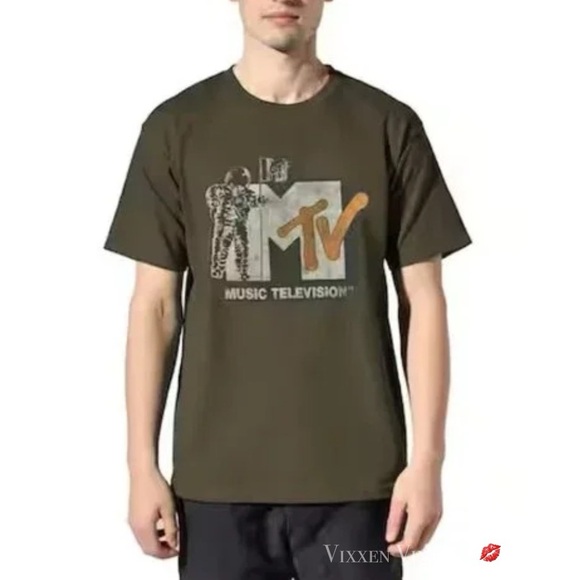 MTV | Shirts | Salemtv Vintage Spaceman Logo Graphic Tee In Olive ...